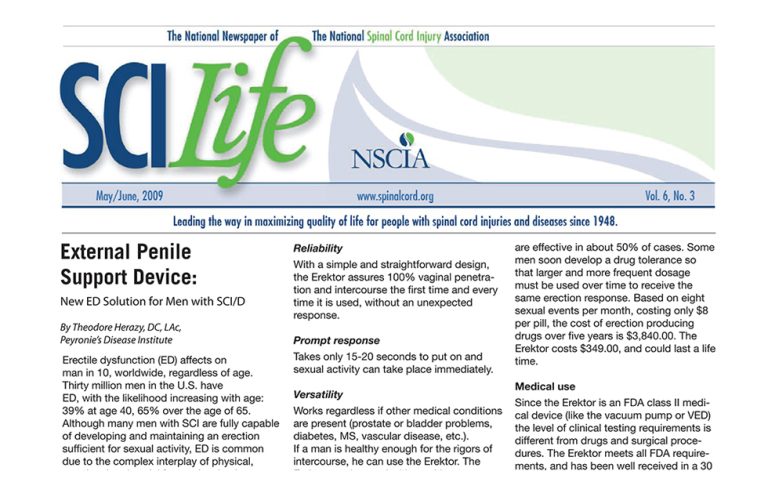 External Penile Support Device: New ED Solution for Men with SCI/D ...