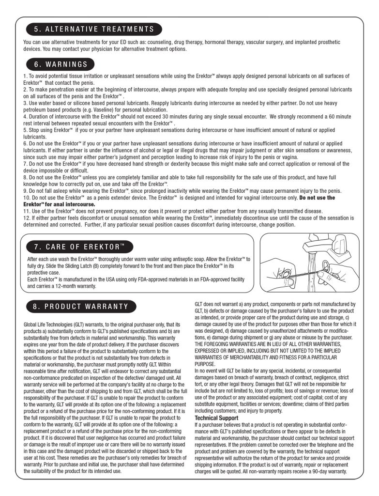 Instruction For Use - ErektorFlex™ - No-medication Penile Support